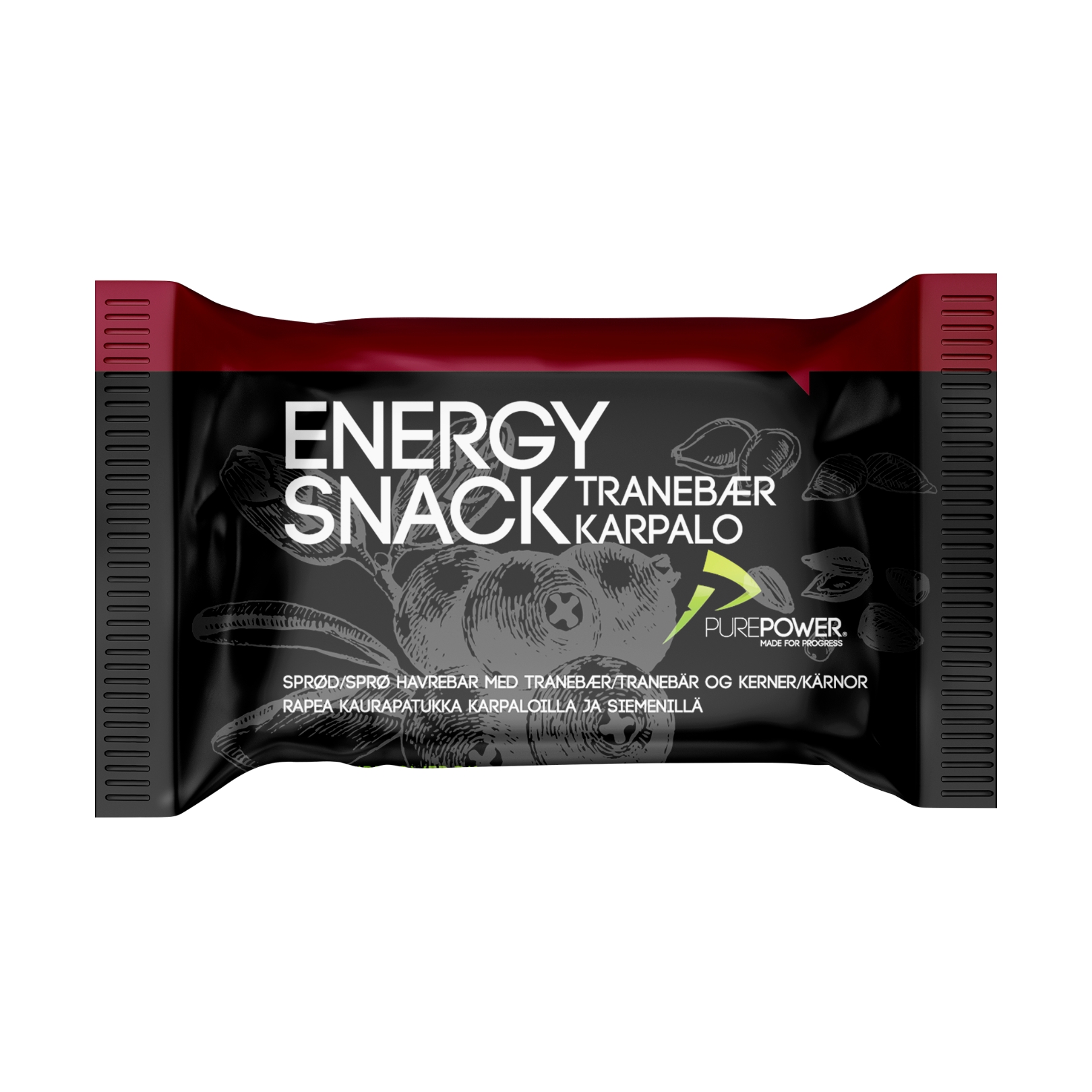 12 stk. PurePower Energy Snack Tranebær - Padelshoppen