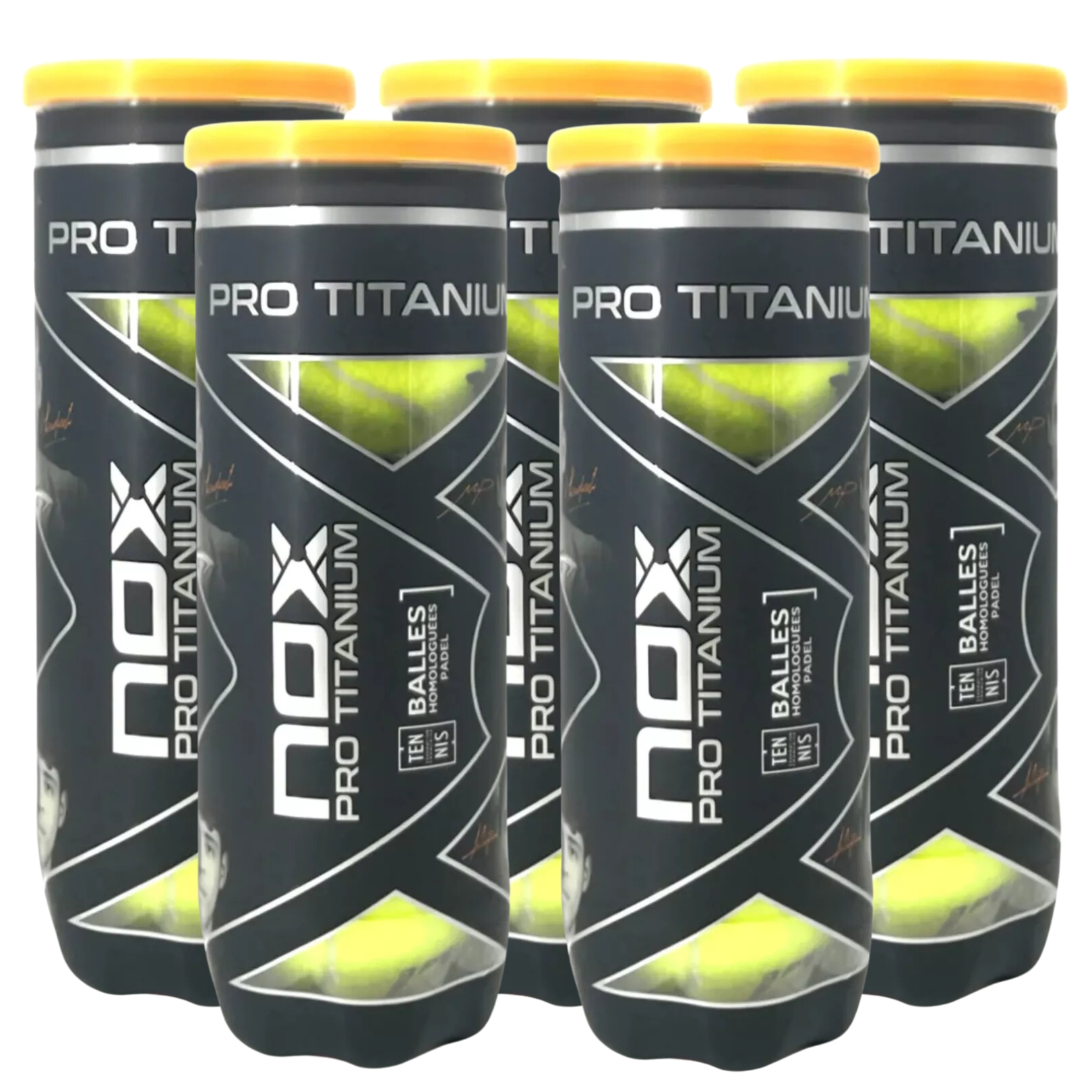 5x Nox Pro Titanium | 5 rør Nox padelbolde → Køb nu!