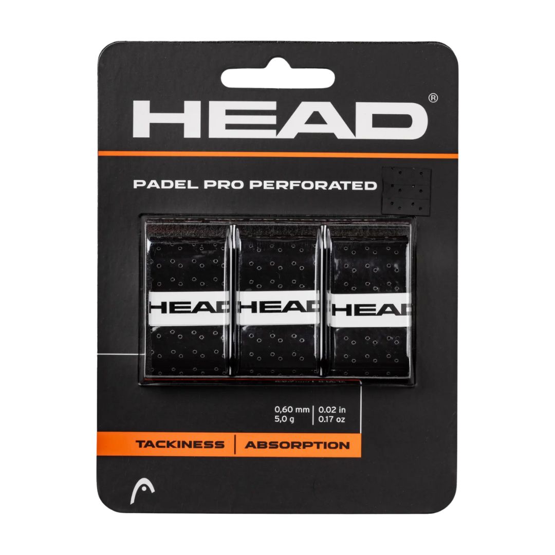Head Padel Pro Perforated Overgrip 3-Pack Black - Padelshoppen