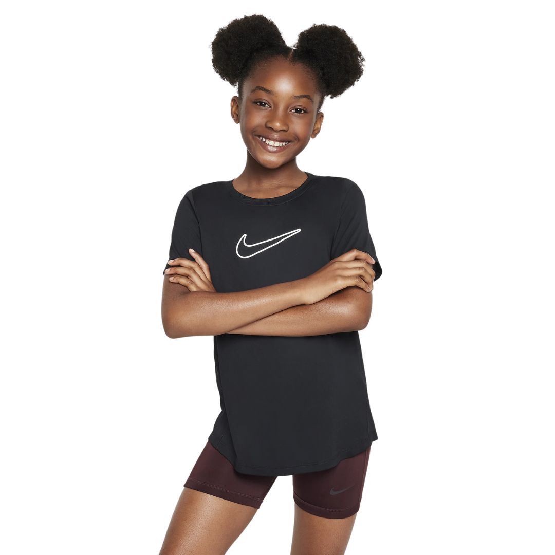 Nike One Fitted Girls Dri-FIT Short-Sleeve Top Black - Padelshoppen